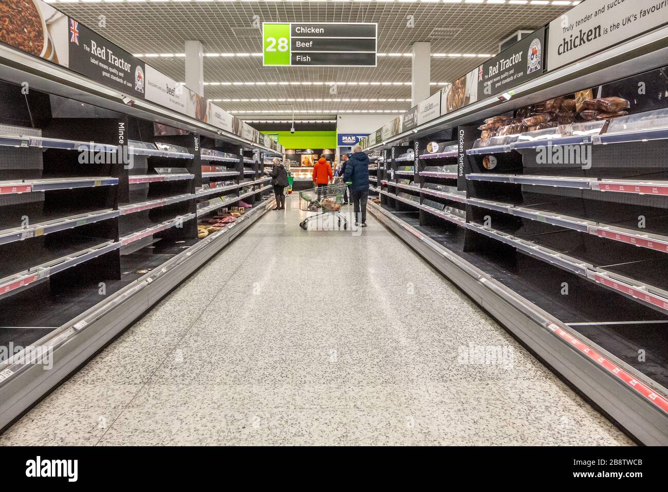 Empty shelves in Asda, Brighton, this morning Stock Photo - Alamy