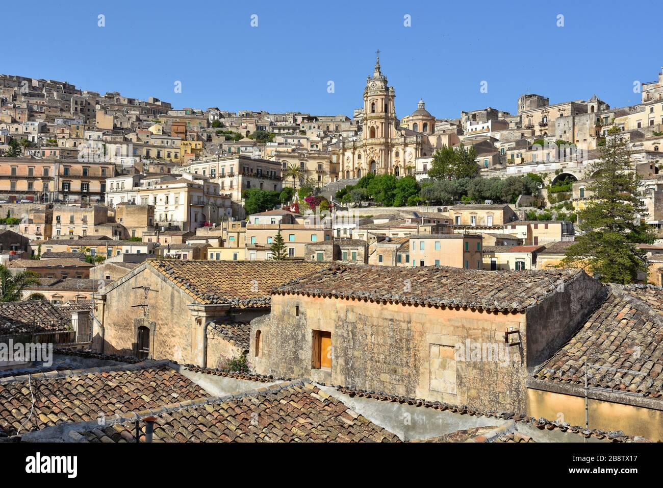 Panoramic view of the city of Modica, declared a UNESCO World Heritage ...