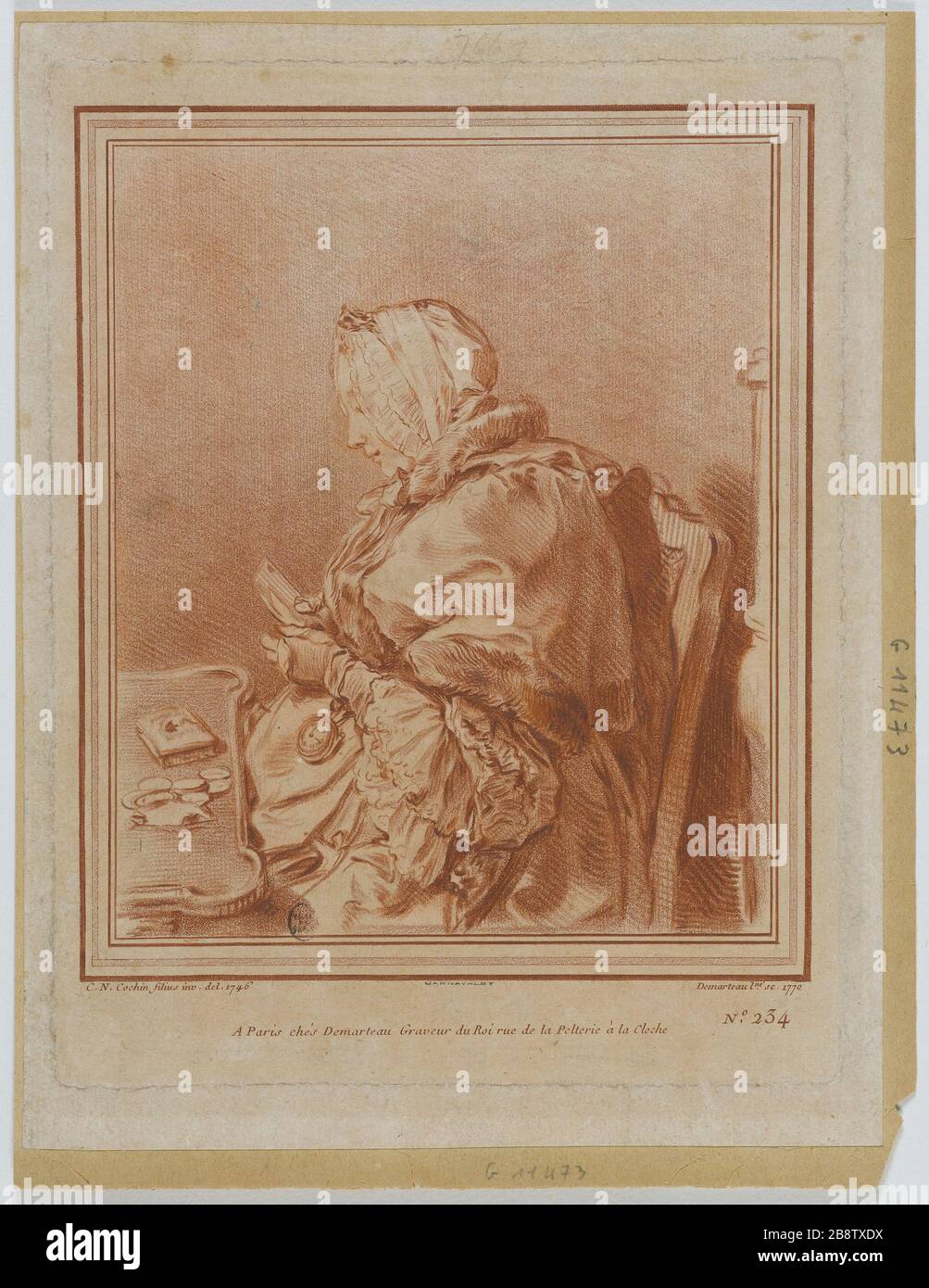Portrait of Madame Geoffrin (designed by Cochin's son in 1746, burned ...