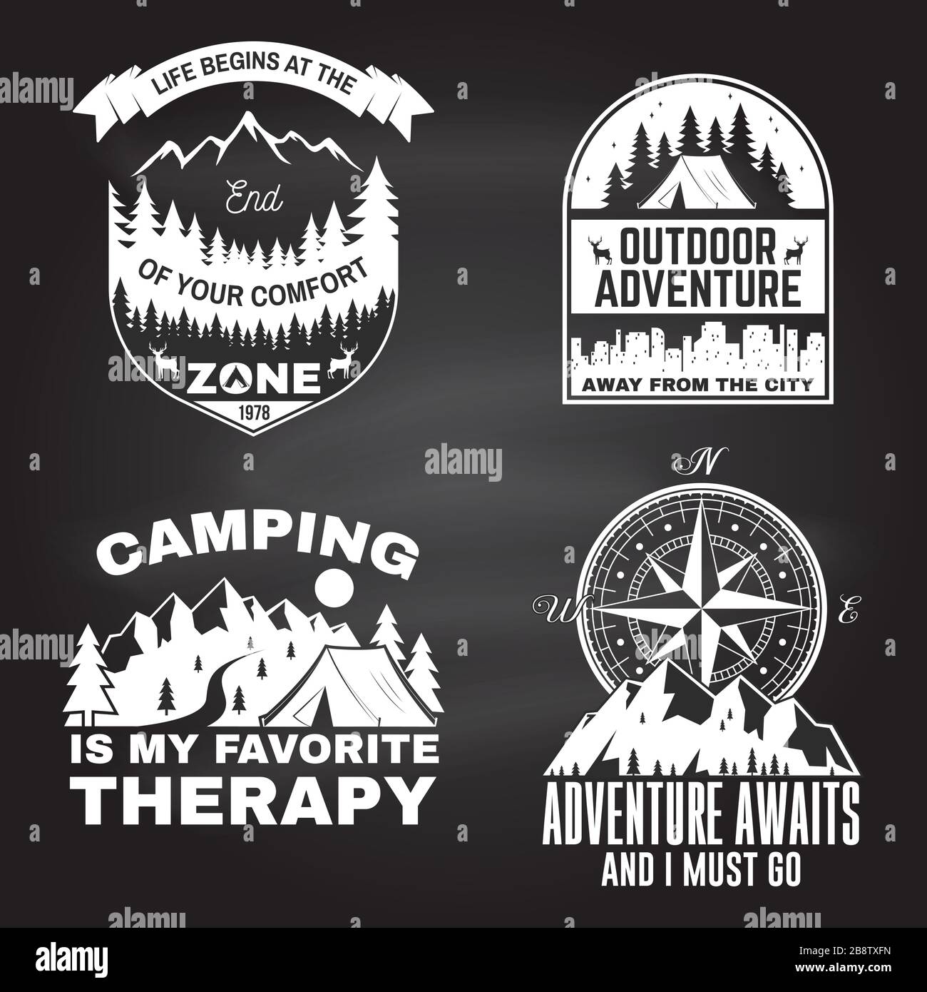 Set of outdoor adventure inspirational quote. Vector illustration ...