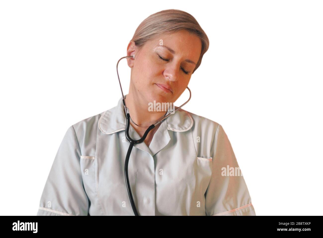 Doctor or nurse sleep. Coronavirus COVID-19 pandemic. Tired, exhausted ...