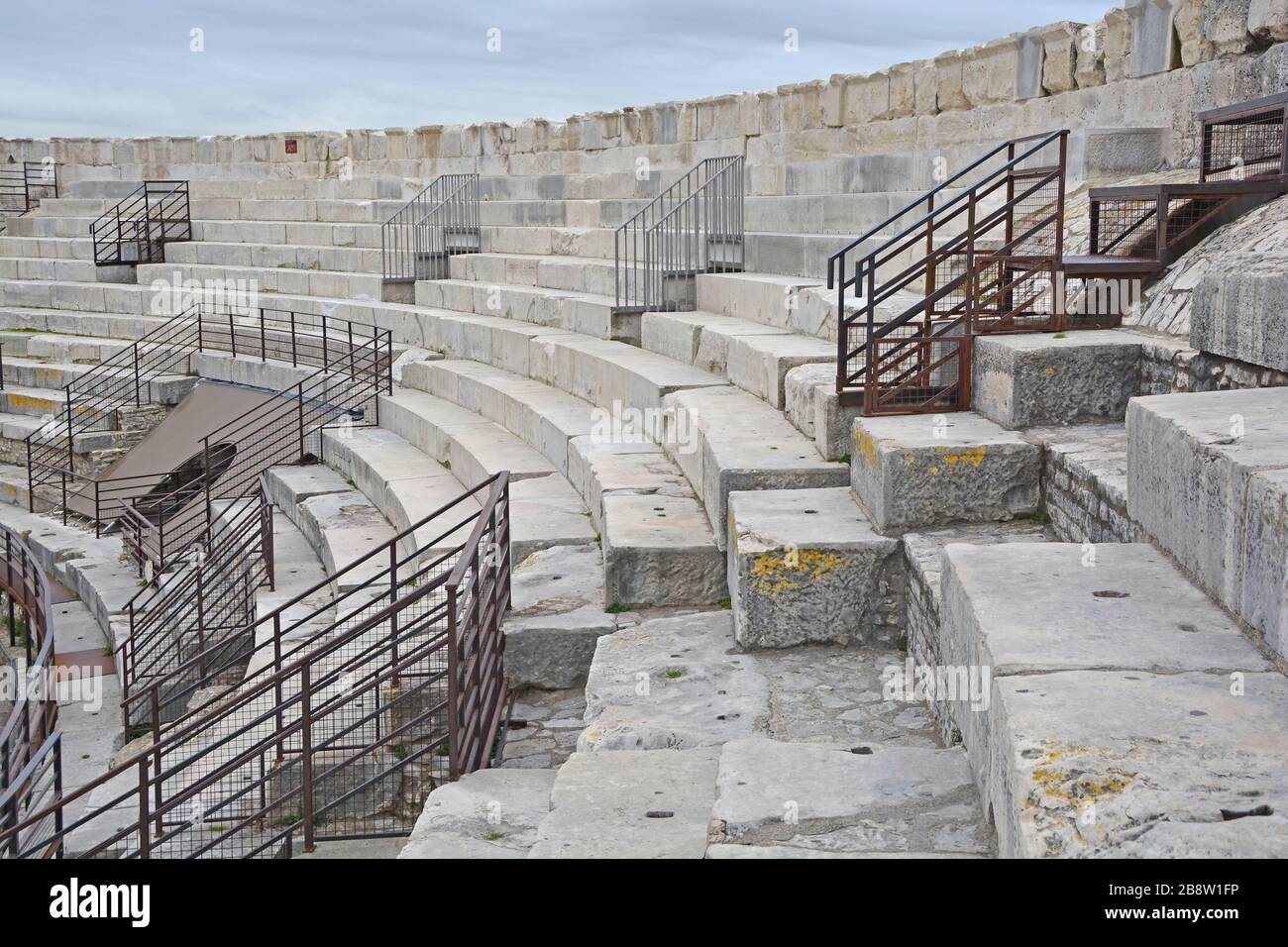 Inside an ancient Roman Amphitheatre at Nimes in the South of France ...