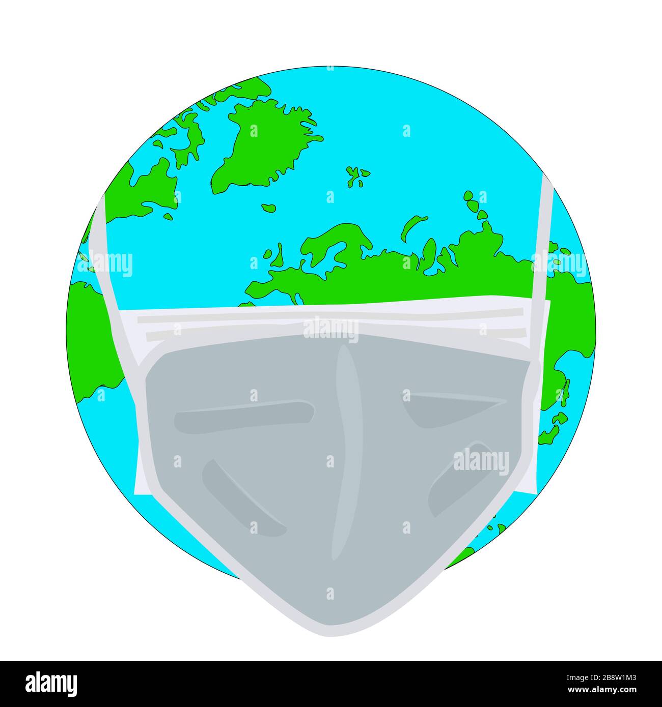 Planet earth wearing protective face mask. Fine dust, environmental ...