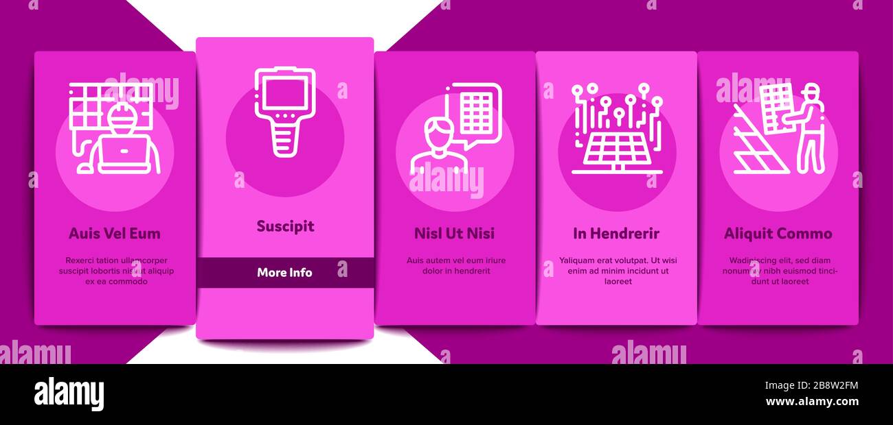 Solar Energy Technicians Onboarding Elements Icons Set Vector Stock ...