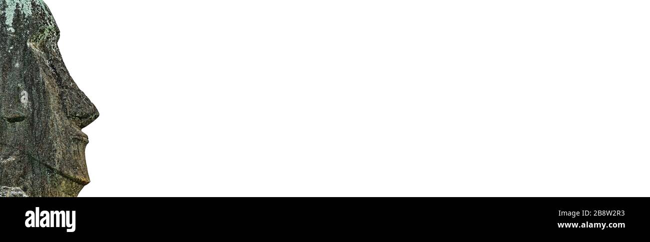 Profile view of moai against white background Stock Photo - Alamy