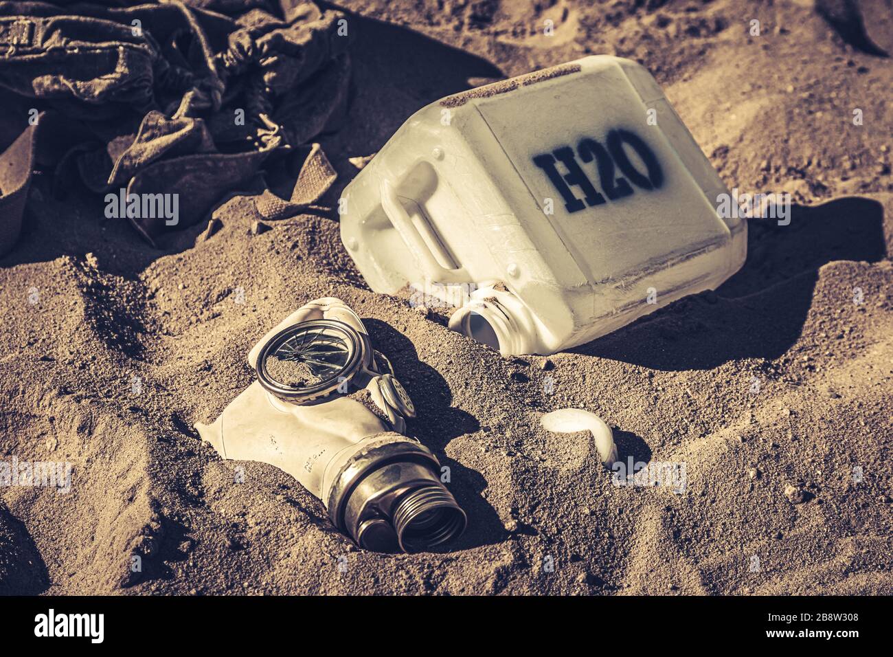 Contaminated water cans as a symbol of polluted earth Stock Photo - Alamy