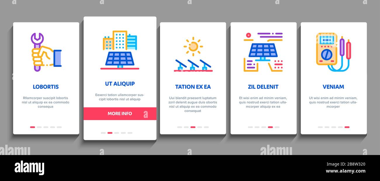 Solar Energy Technicians Onboarding Elements Icons Set Vector Stock ...