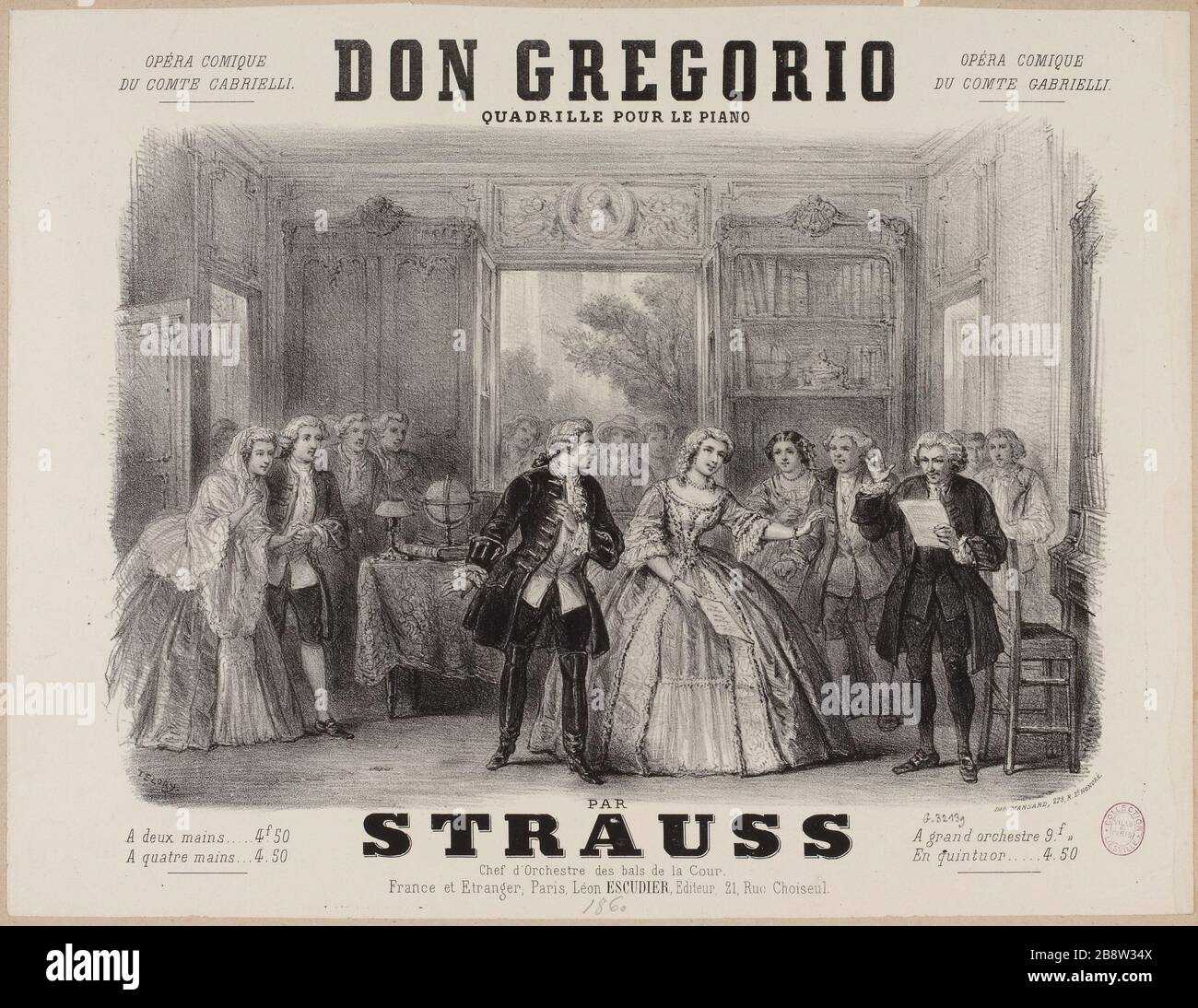 Don Gregorio, score title page of quadrille by Isaac Strauss after ...