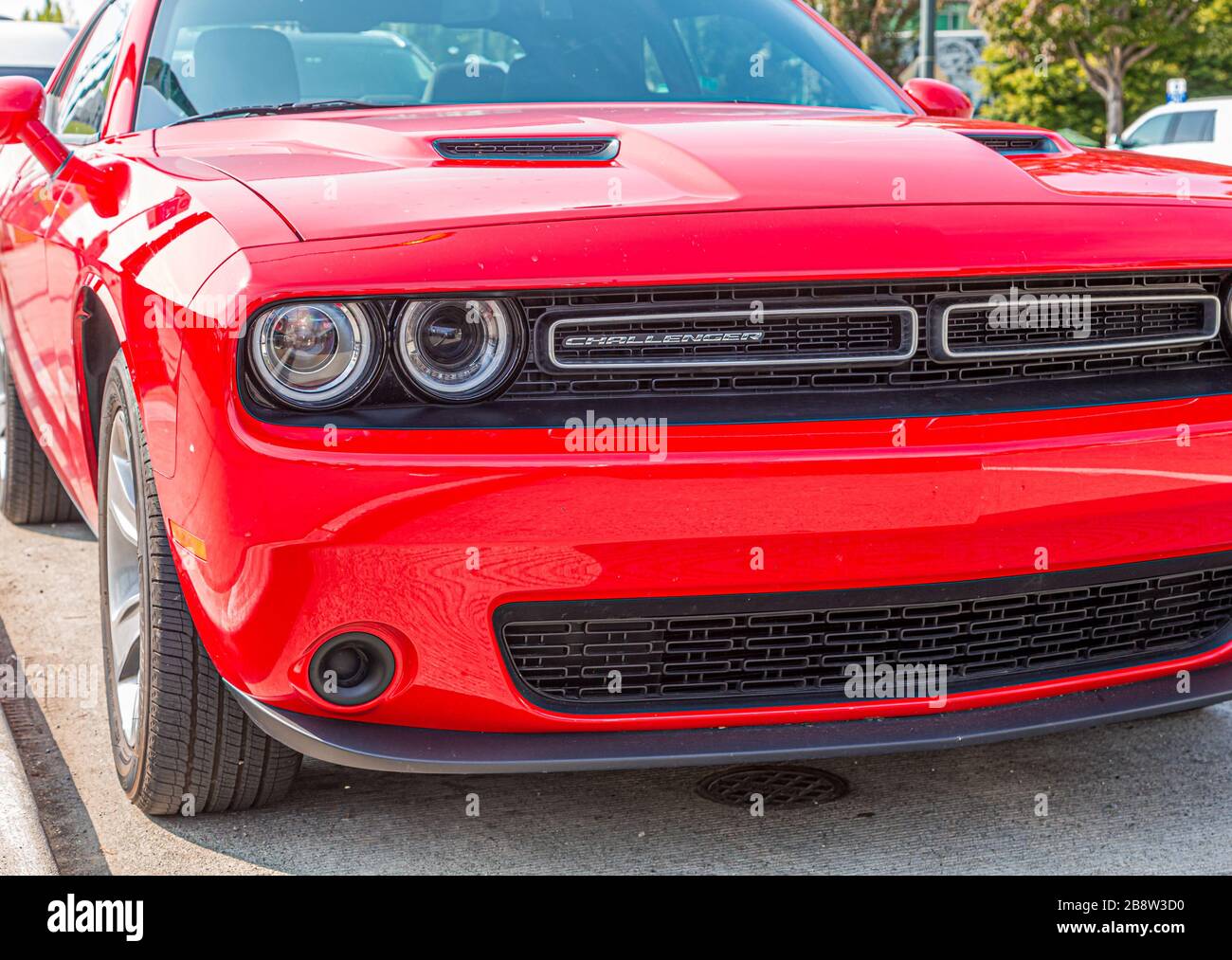 Grill of Red Challenger Stock Photo - Alamy