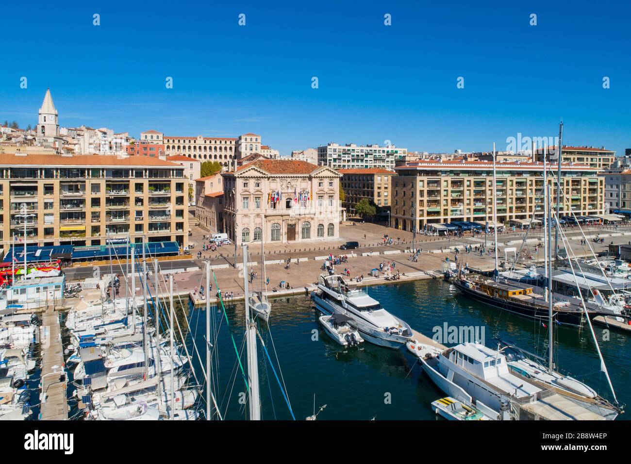 Marseille, Aerial view of Marseille Harbor (le vieux Port Stock Photo ...