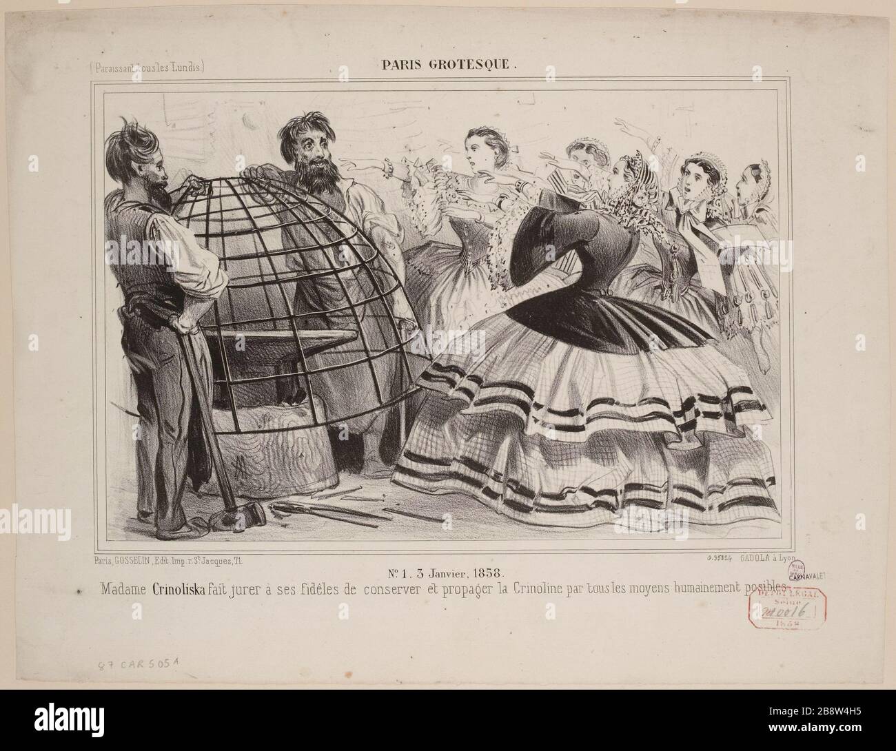 # 1 January 3, 1858 / Paris Grotesque / Madam Crinoliska swear his ...