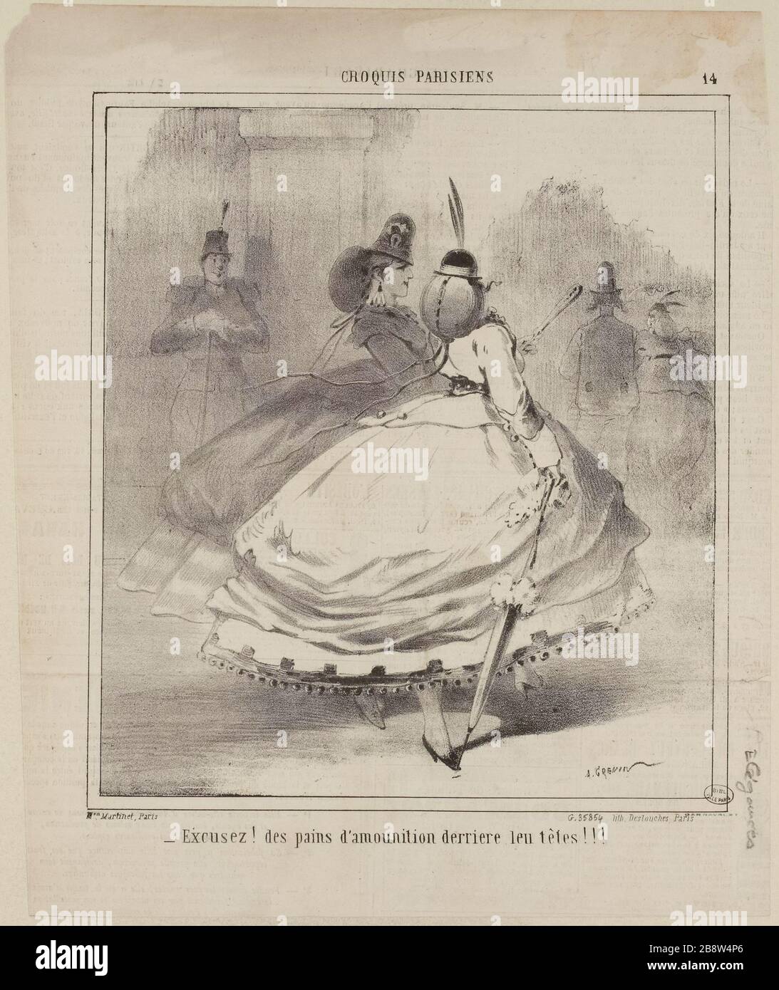 14 / Sketch Paris / Sorry! loaves of amounition behind leu heads ...