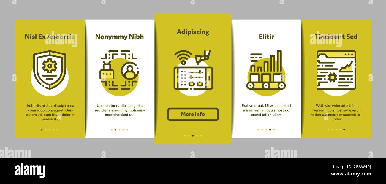 Rpa Robotic Process Automation Onboarding Elements Icons Set Vector ...