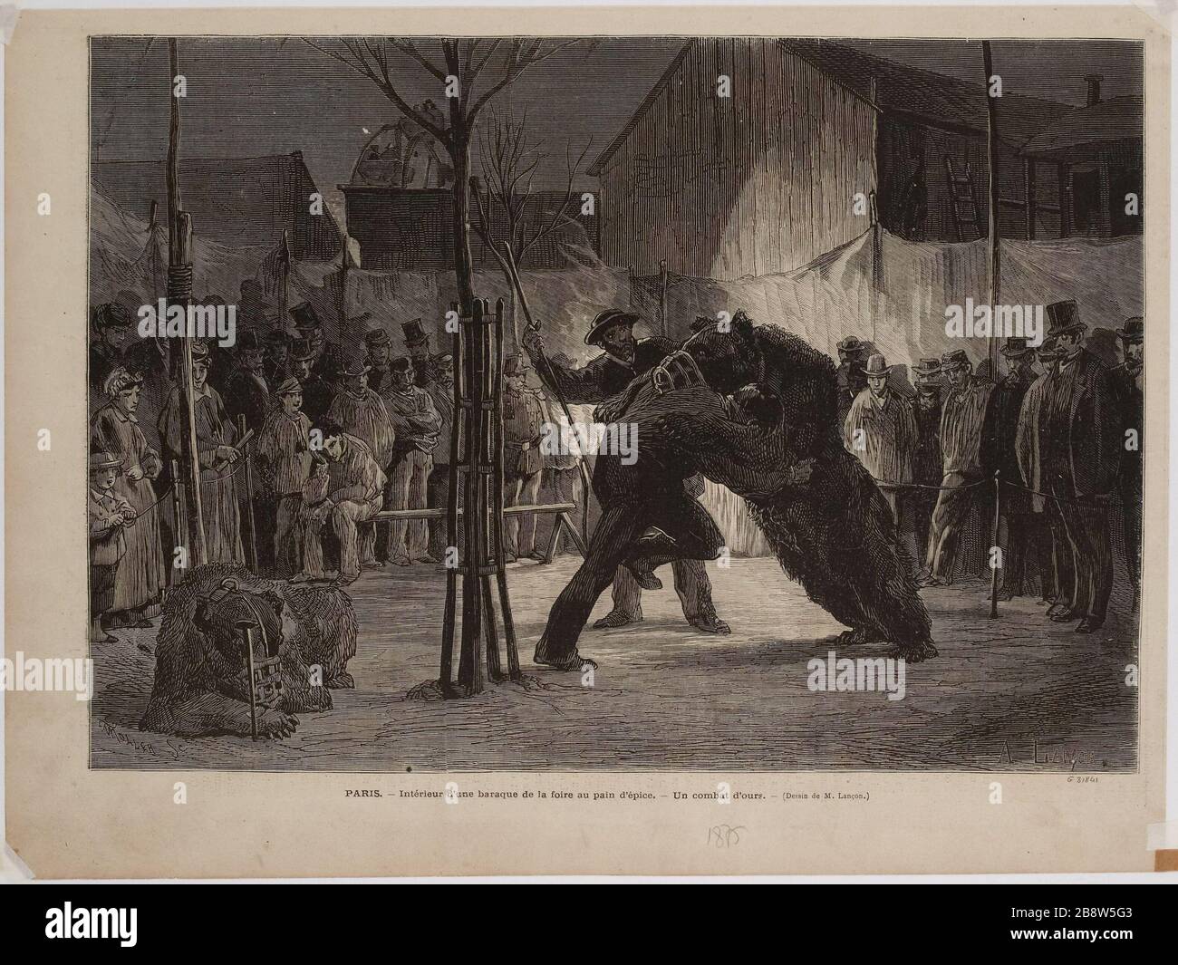 Paris. Inside a booth fair gingerbread. A bear fight Stock Photo - Alamy