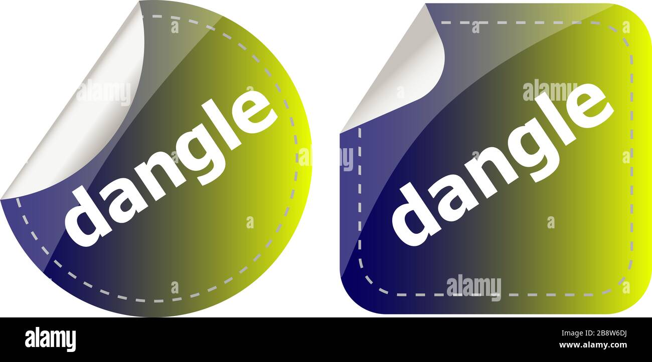 dangle word on stickers web button set, label, icon Stock Photo - Alamy