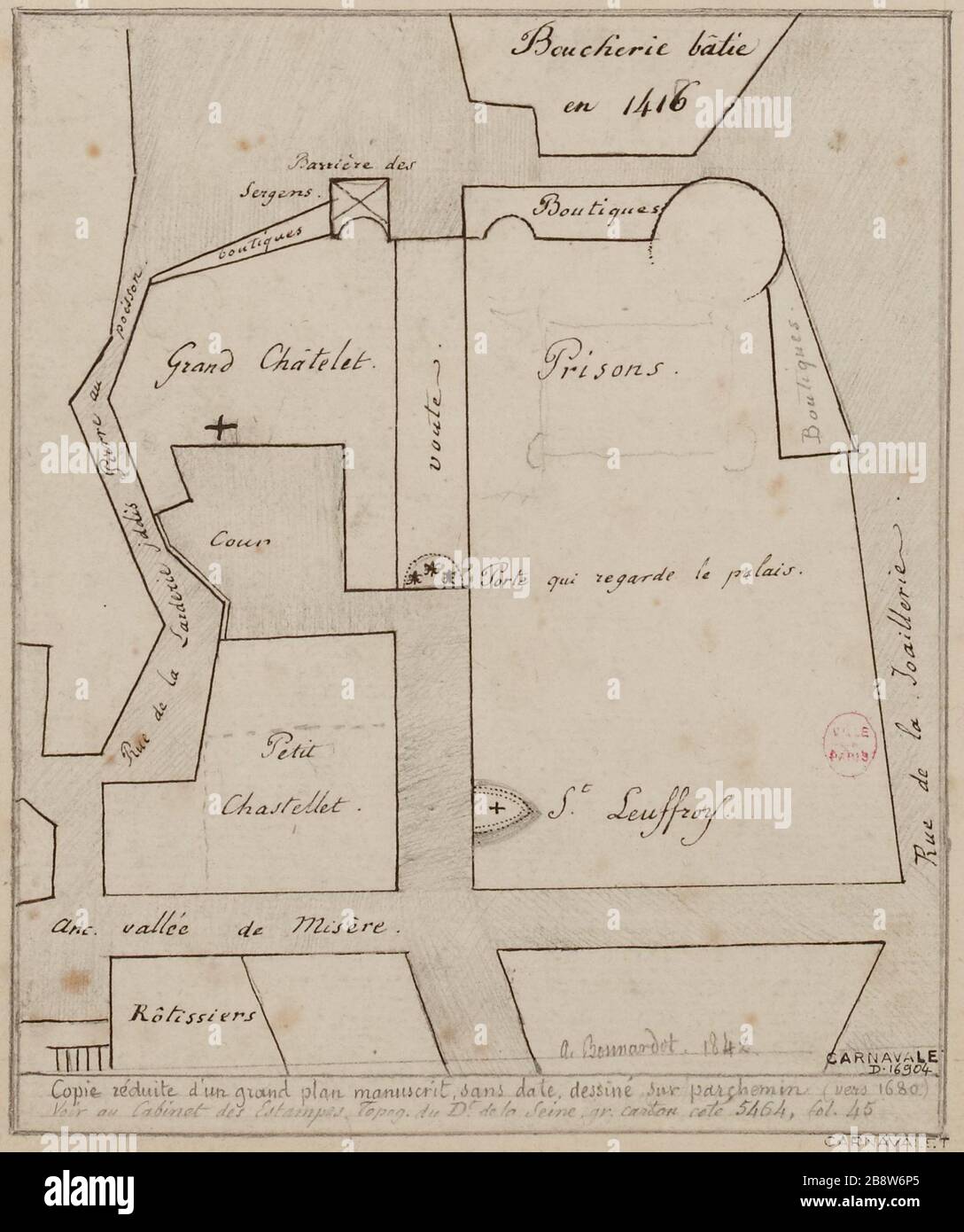 Copy of an old map of Chatelet Stock Photo - Alamy