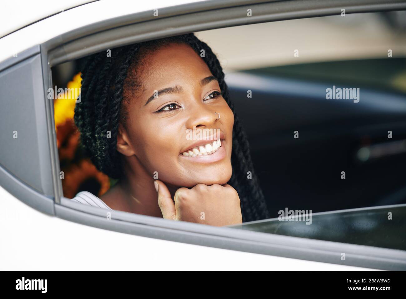 Face of happy beautiful Black woman with white toothy smile looking ...