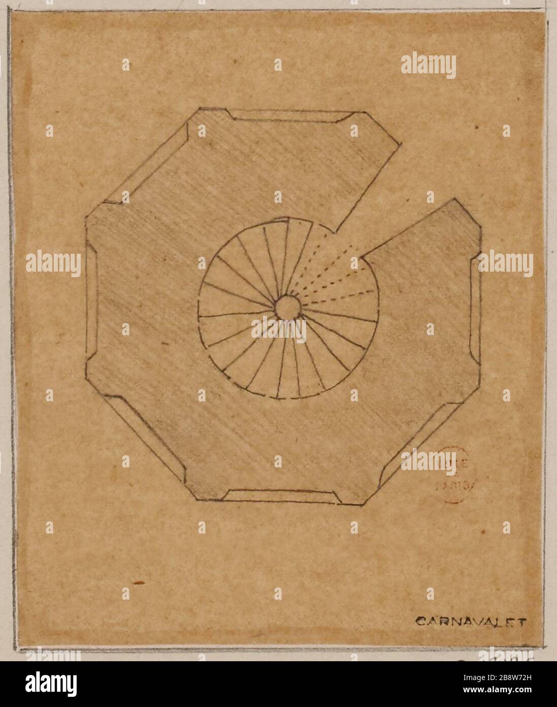 Plan of the ground floor of the octagonal tower of the cemetery of the ...