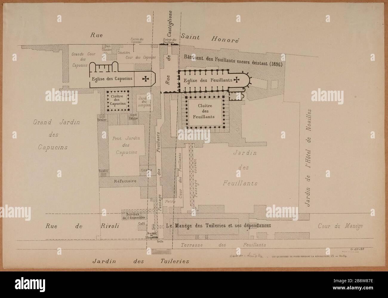 The districts of Paris during the Revolution: map of churches of the ...