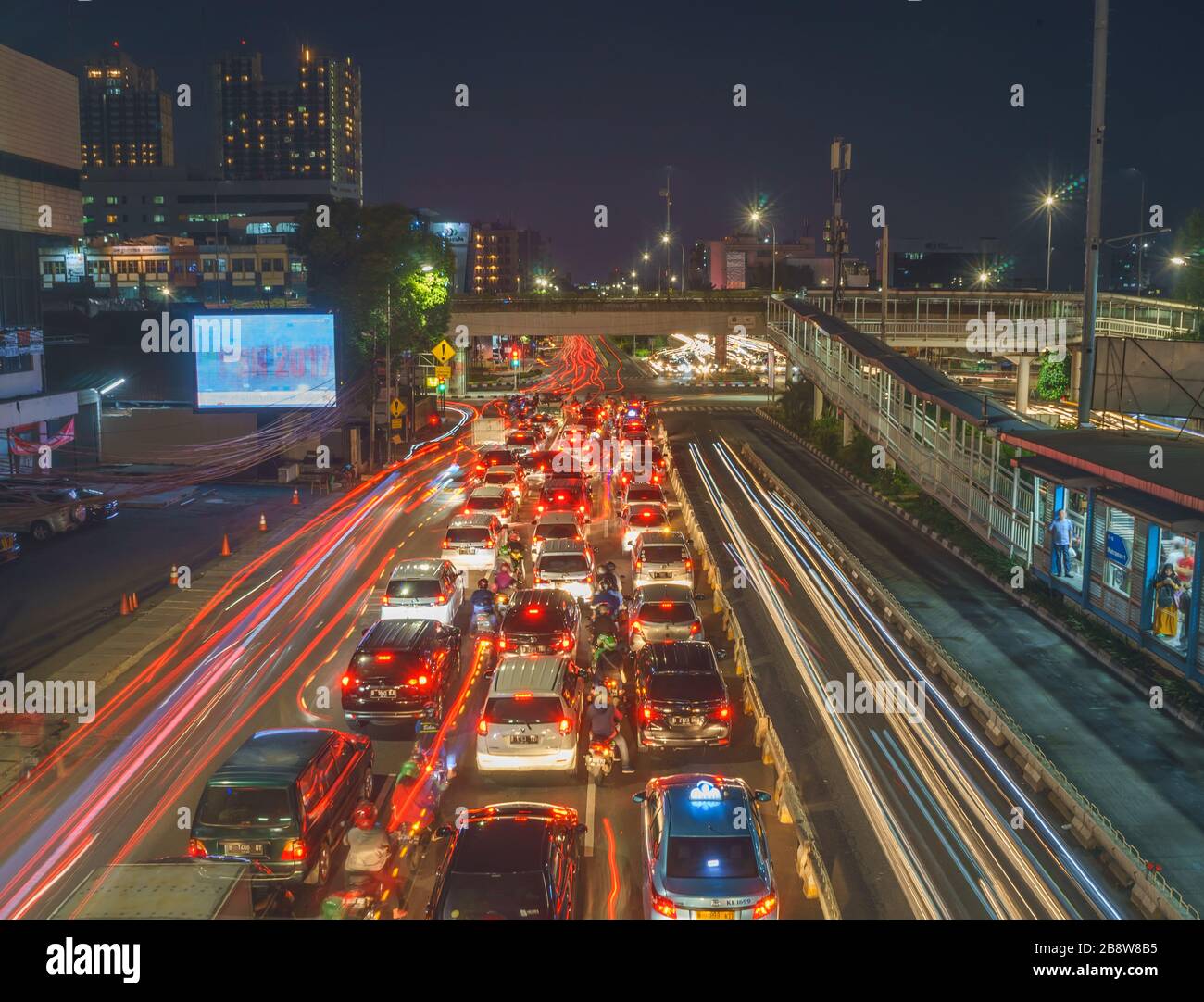 Huge Traffic in the evening in central Matraman area in DKI Jakarta ...