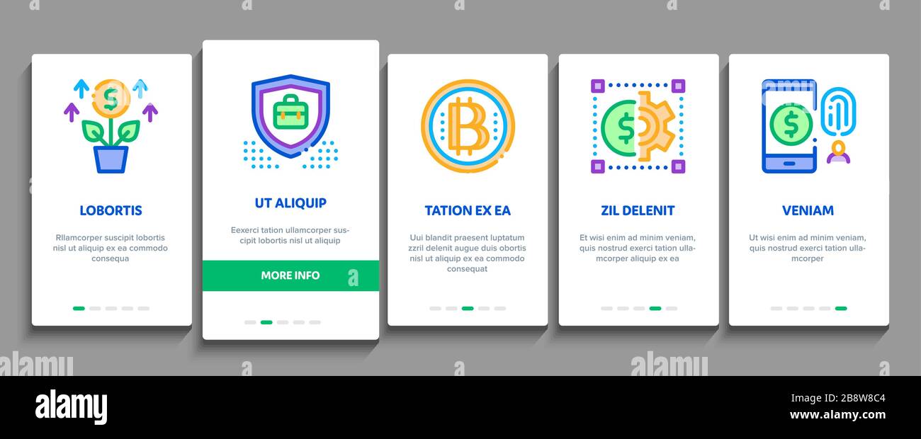 Fintech Innovation Onboarding Elements Icons Set Vector Stock Vector ...
