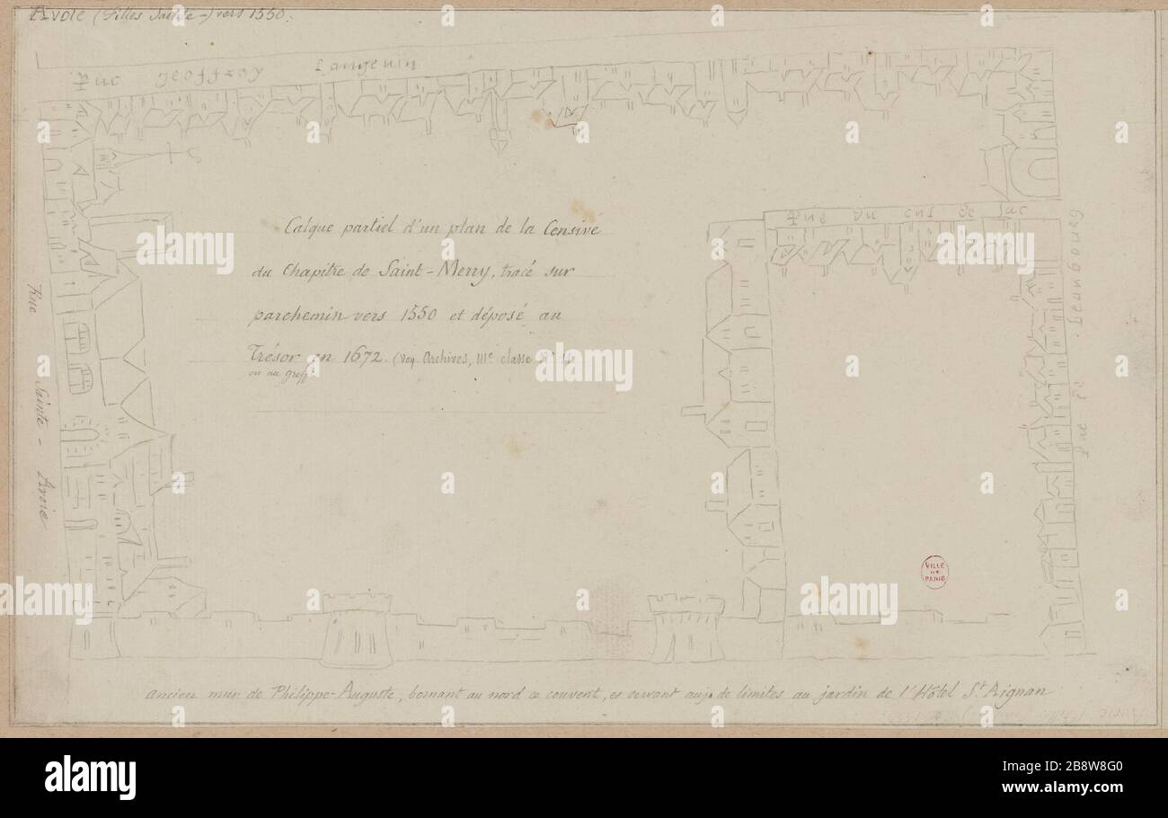 Layer part of a plan of censive Chapître of Saint-Merry Stock Photo - Alamy