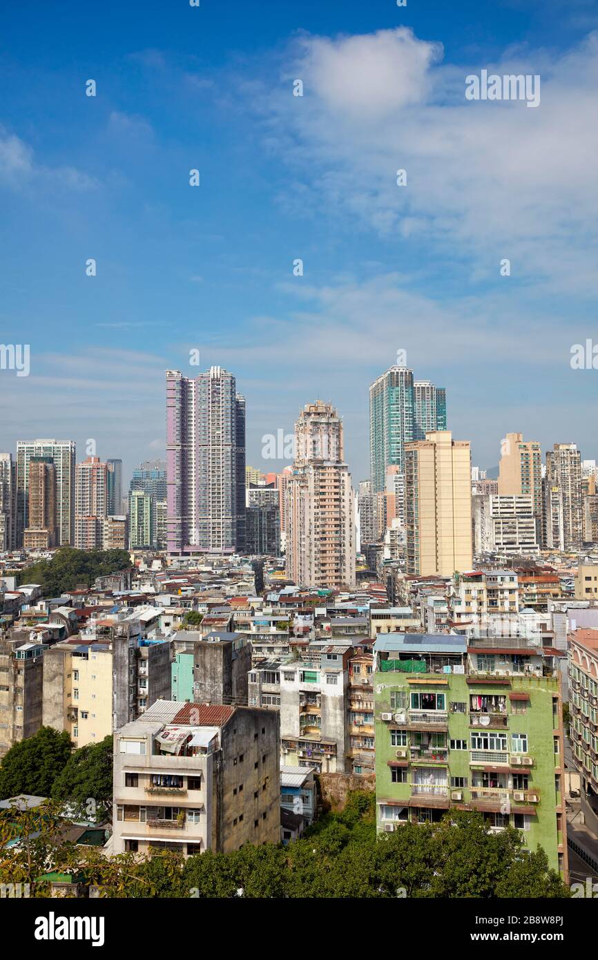 Elevated city view from the Mount Fortress. Macau, China Stock Photo ...