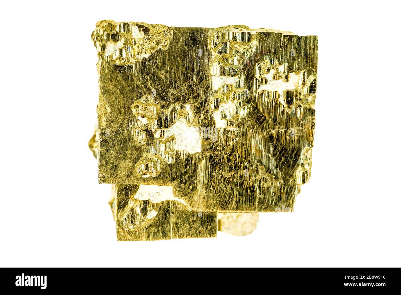 Pyrite gemstone cut out on white background Stock Photo - Alamy