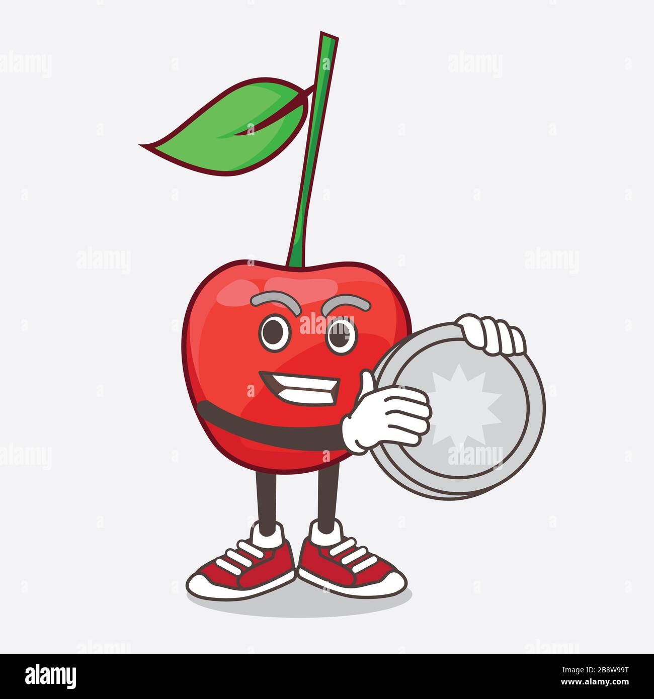 An illustration of Bing Cherry cartoon mascot character holding a ...