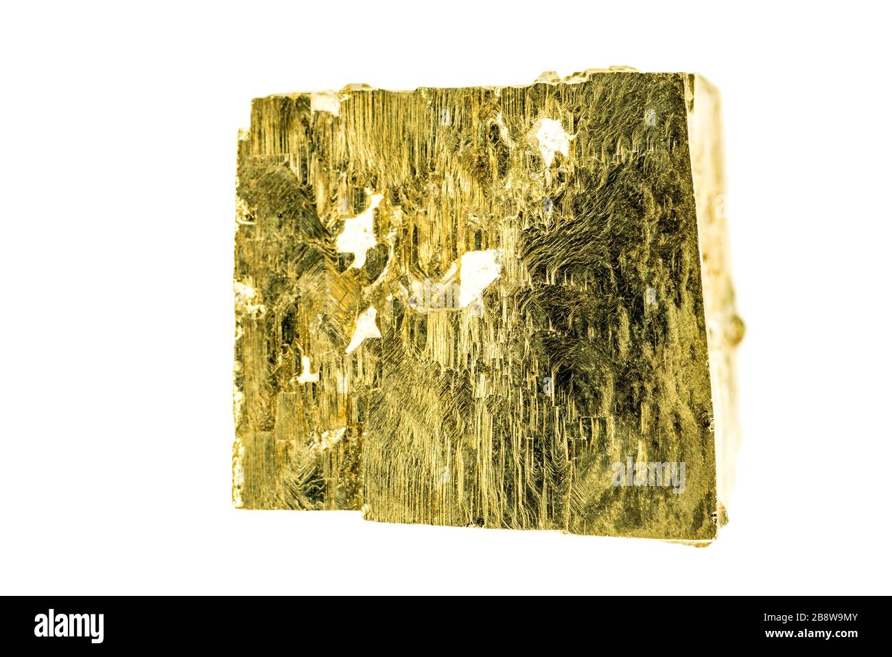 Pyrite gemstone cut out on white background Stock Photo - Alamy