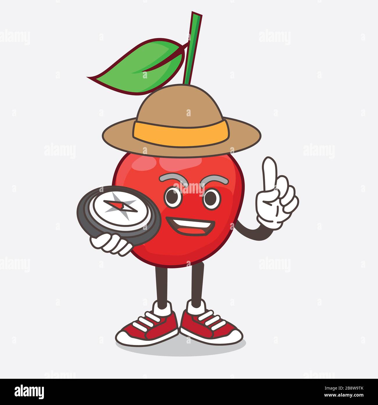 An illustration of Bing Cherry cartoon mascot character having a ...