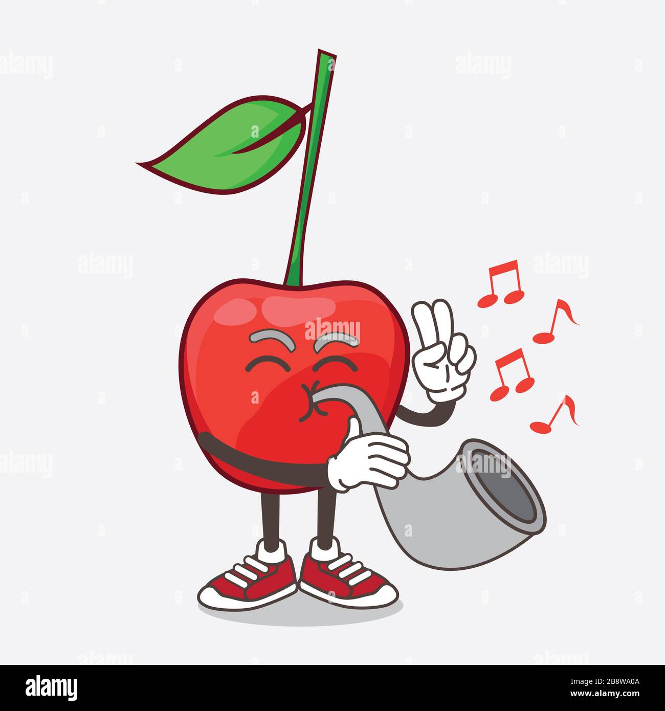 An illustration of Bing Cherry cartoon mascot character playing music ...
