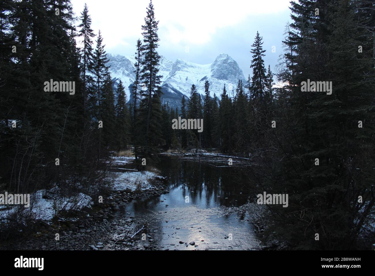 Canada - Canmore Trees, mountains, reflection Stock Photo - Alamy