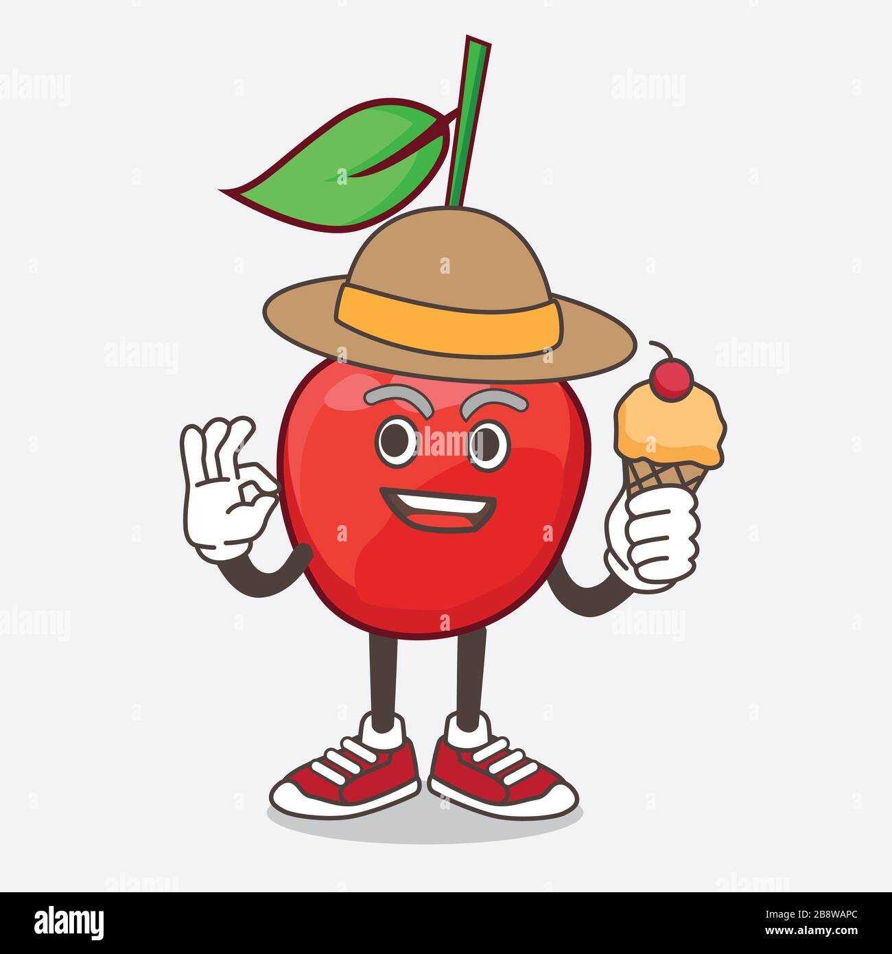 An illustration of Bing Cherry cartoon mascot character holding ice ...
