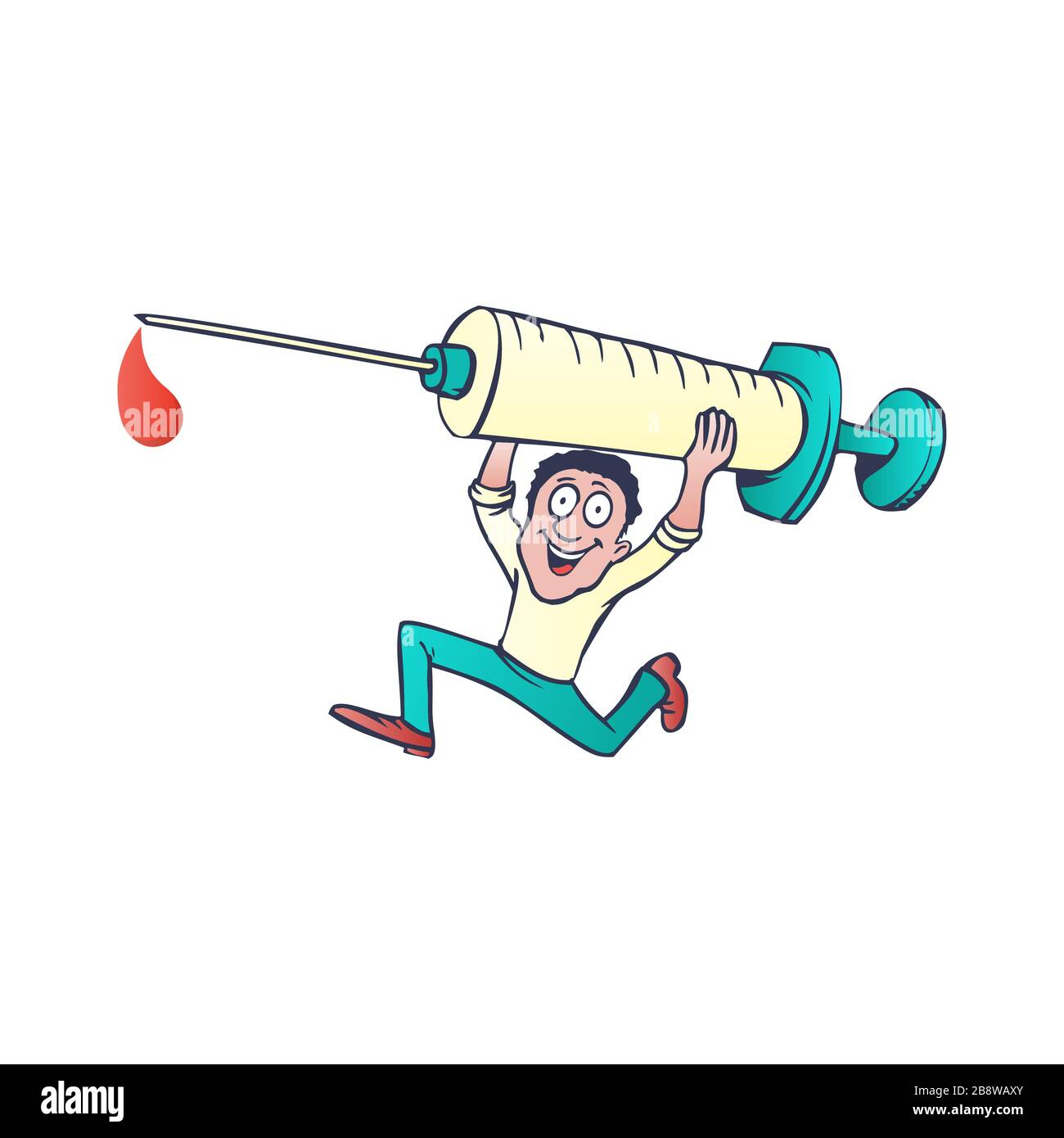 doctor with a syringe. cartoon vector illustration, isolated on white ...