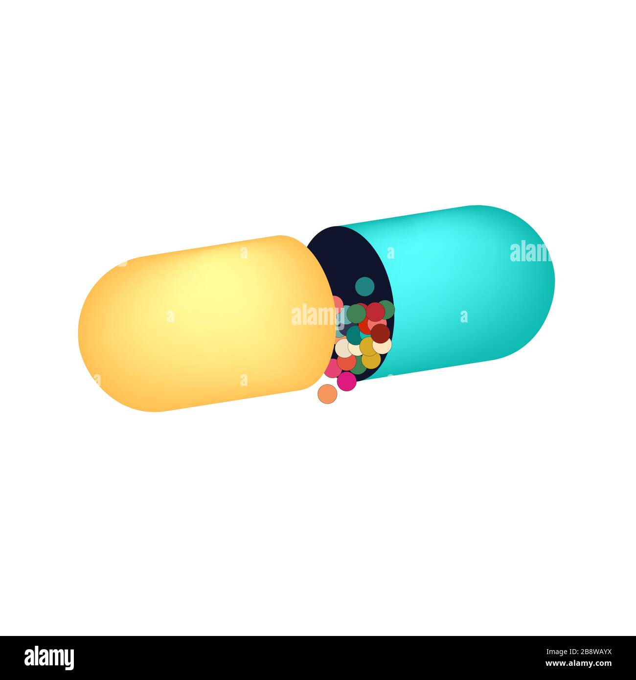 Open drug capsule vector isolated on white background Stock Vector ...