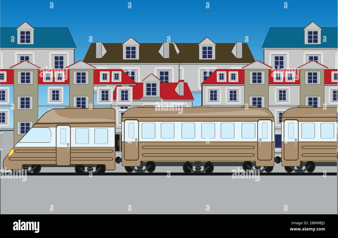 Vector illustration of the cartoon of the train on background of the ...