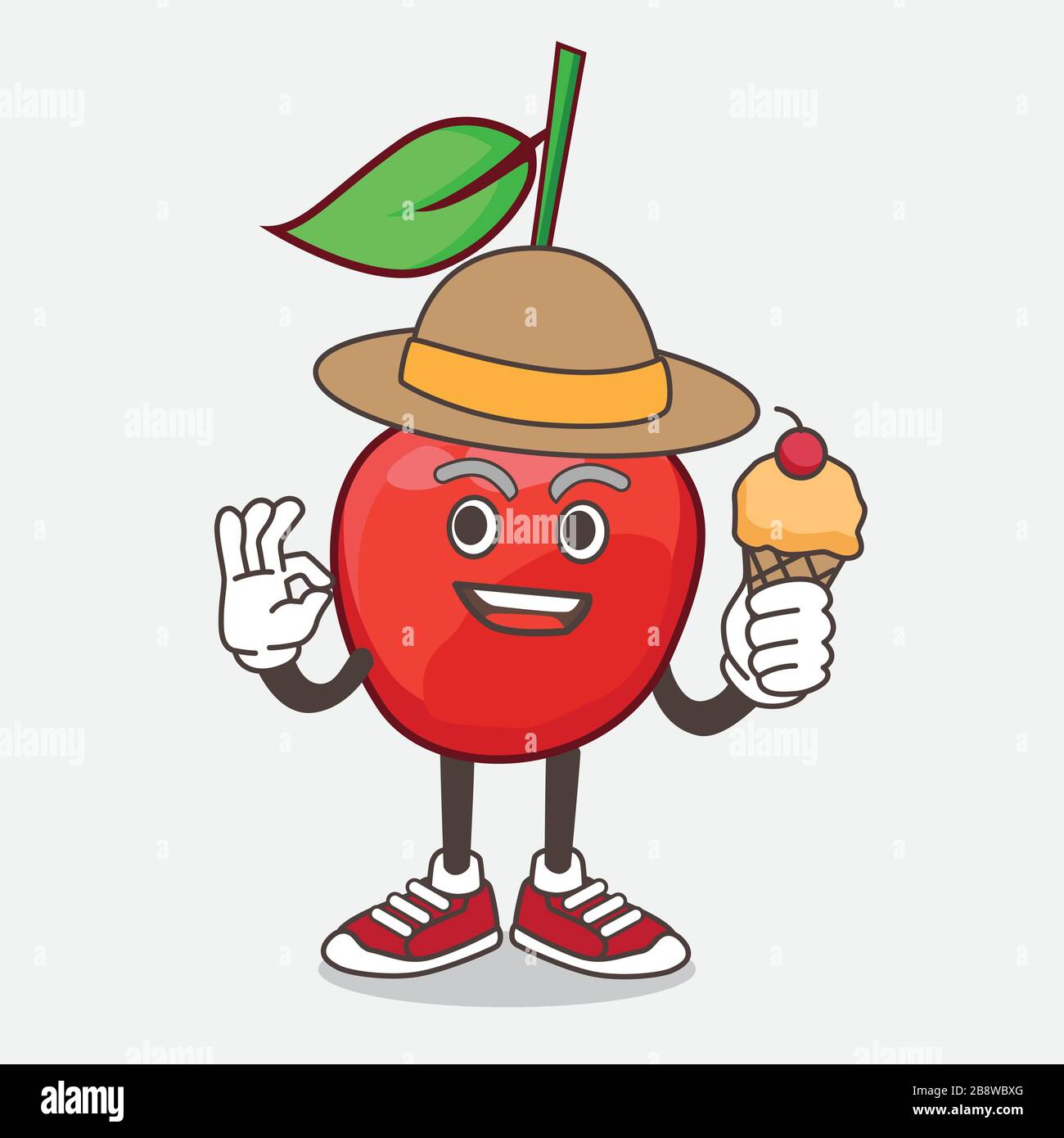 Red Bing Cherry Mascot Character Vector Illustration Stock Vector Image ...