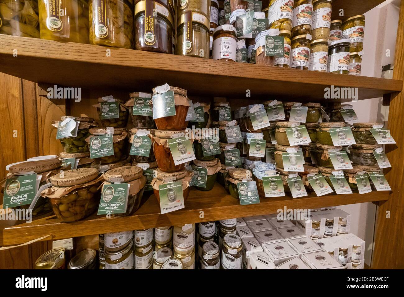 Large selection of locally made food in Tuscany Stock Photo - Alamy