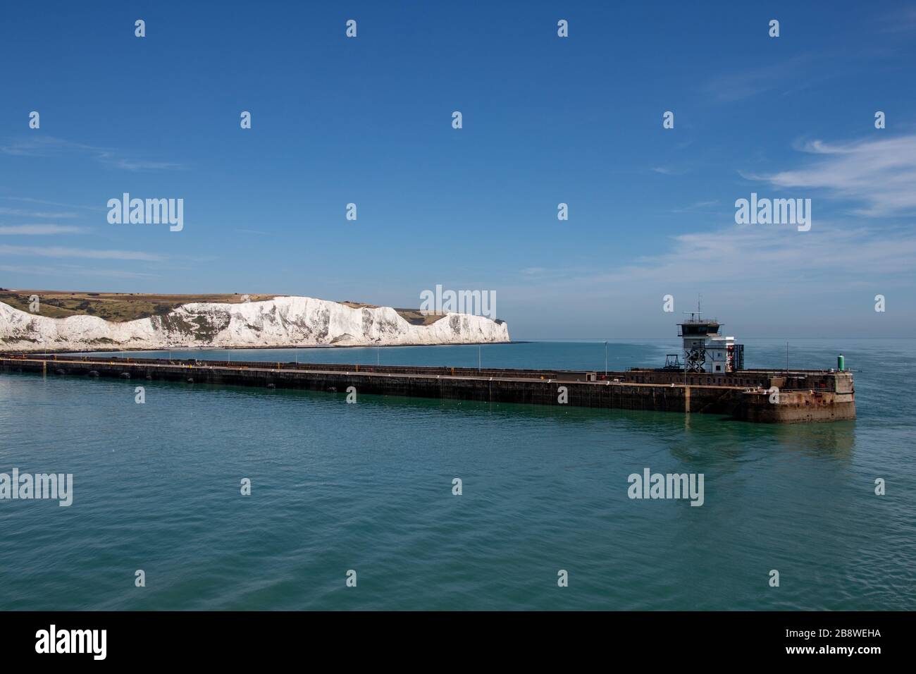 View from Ferry between Calais and Dover to the white cliffs in Great ...