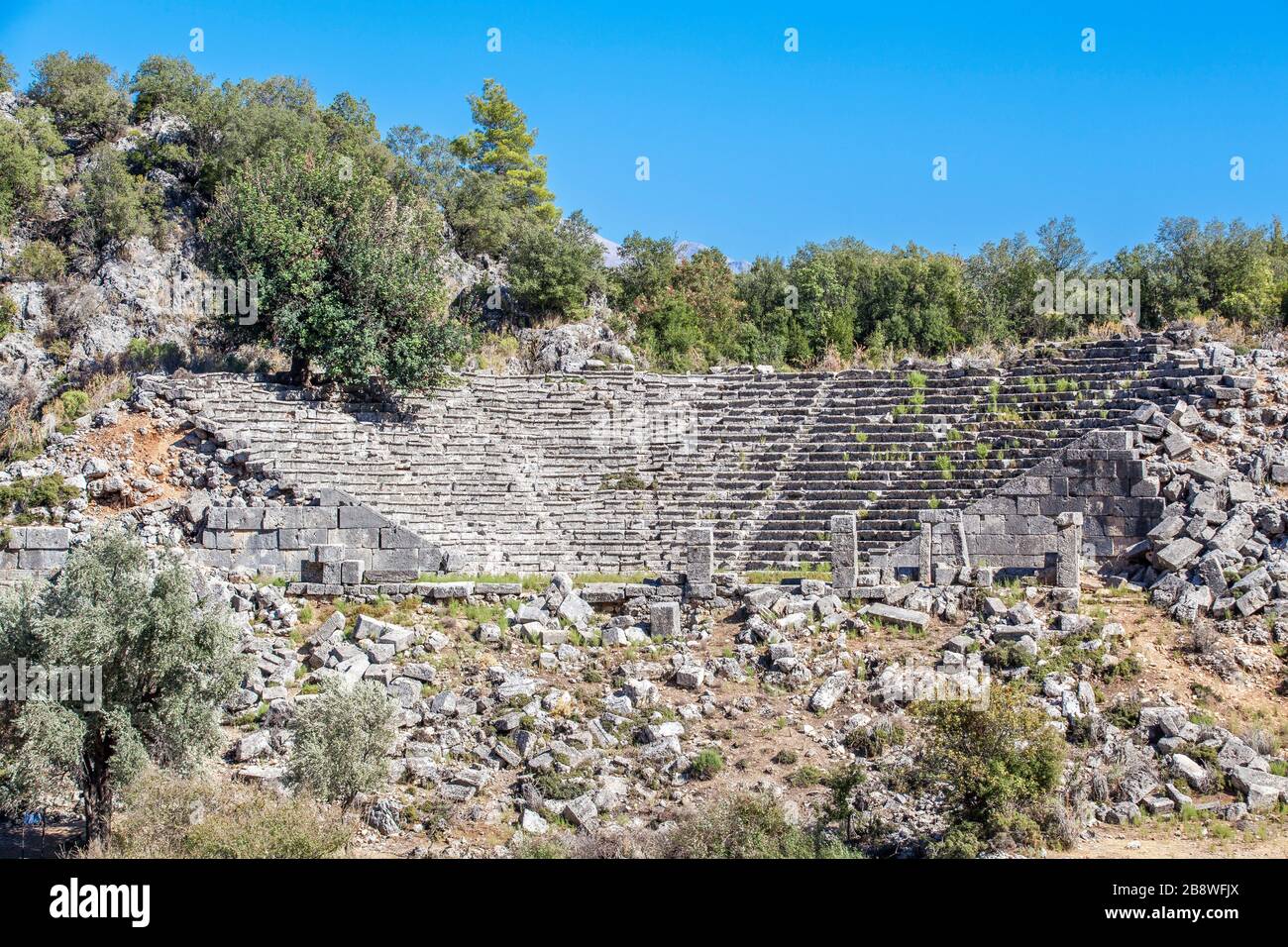 theater in the ancient city of pinara, Fethiye, Turkey Stock Photo - Alamy
