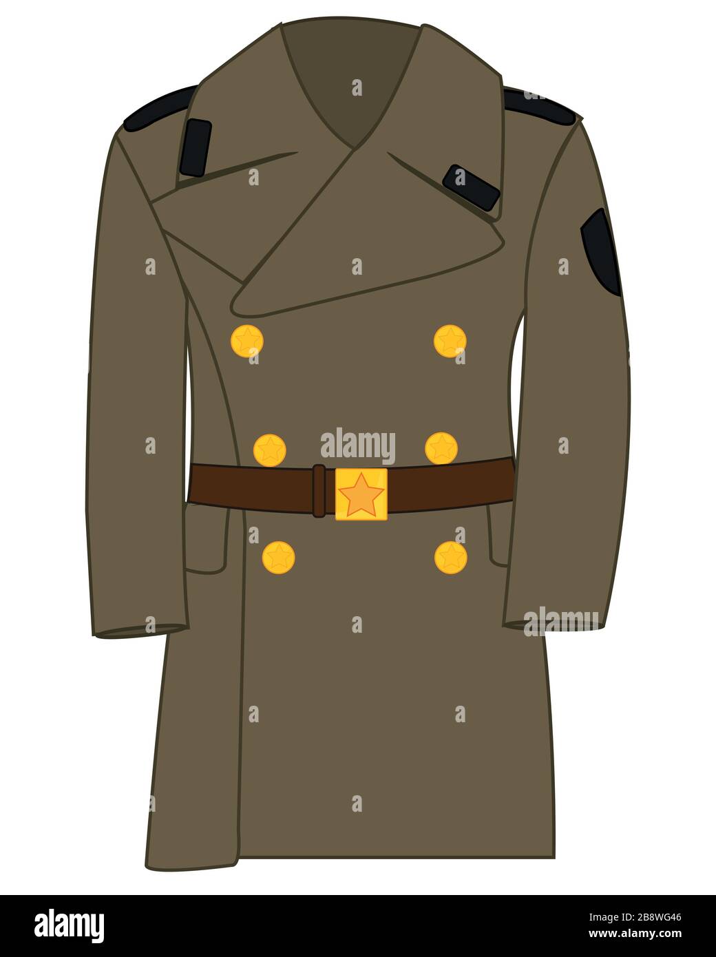 Cloth military winter overcoat on white background is insulated Stock ...