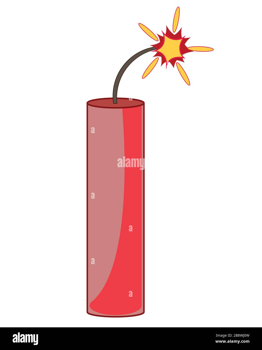 Propellent dynamite with alight wick on white background is insulated ...