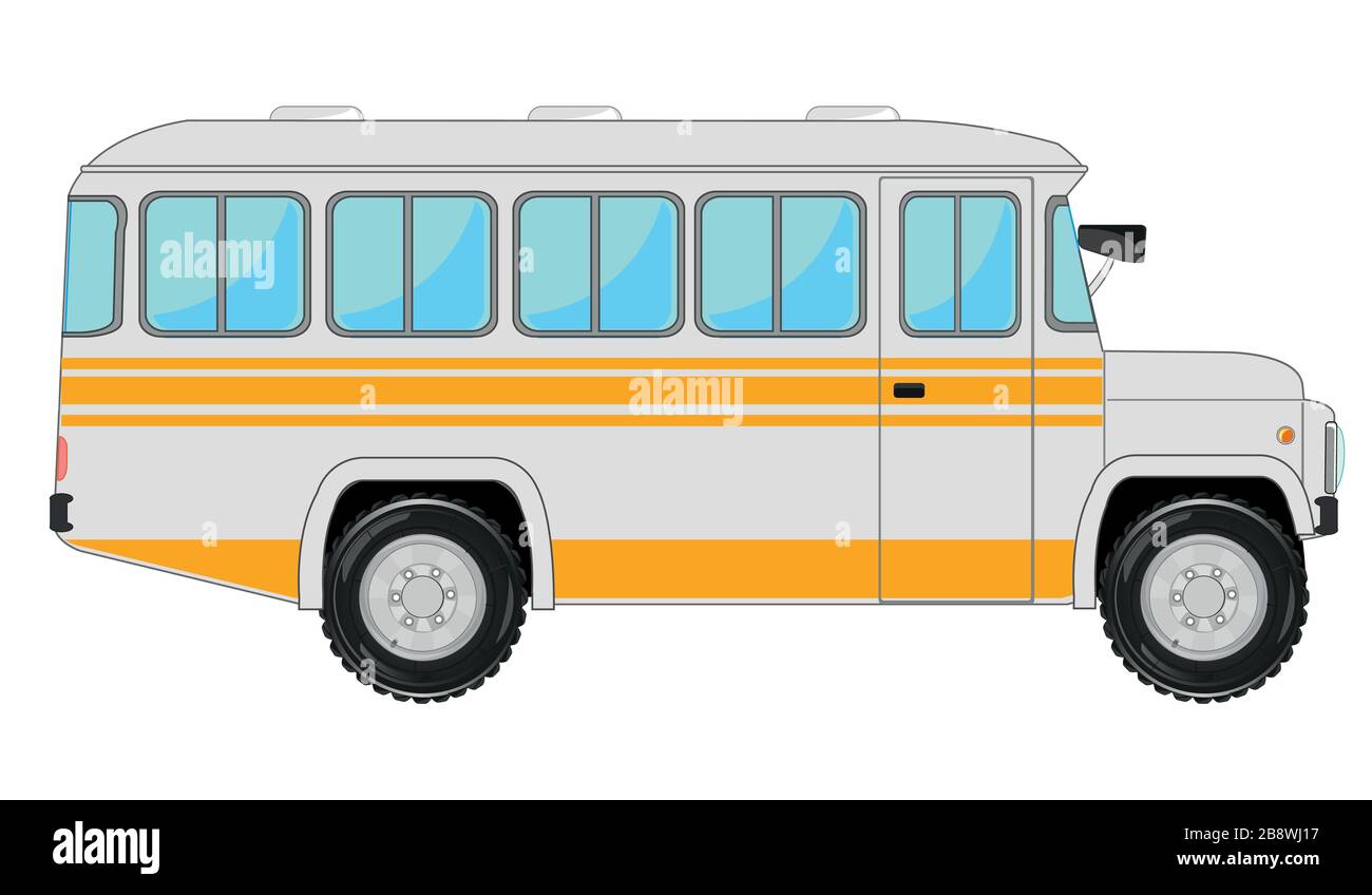 Vector illustration of the old-time bus type from the side Stock Vector ...