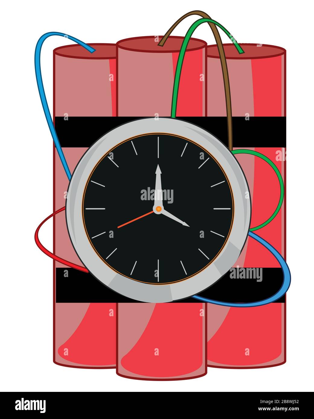 Vector illustration explosive device with delayed-action clockwork ...
