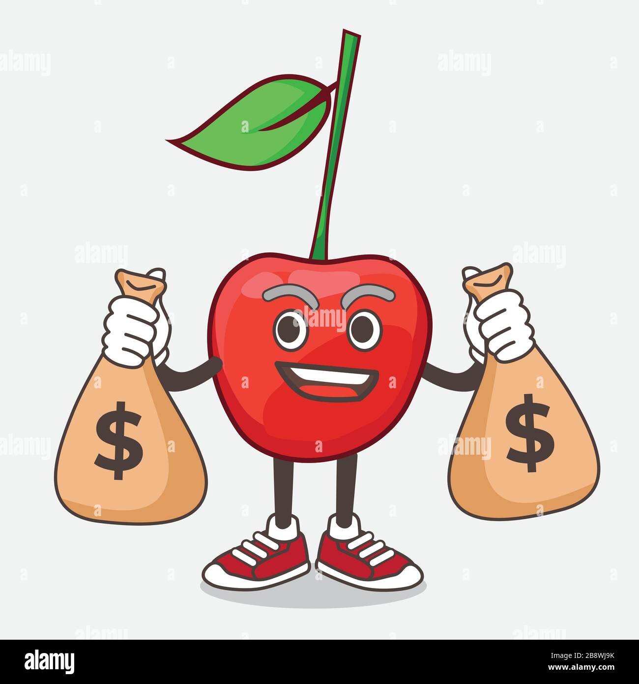 Red Bing Cherry Mascot Character Vector Illustration Stock Vector Image ...