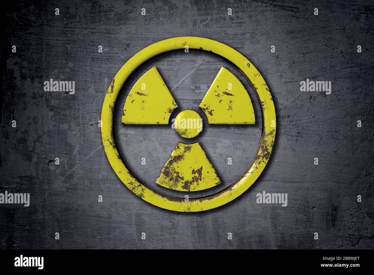 3d rendering of a nuclear symbol on an old surface wall Stock Photo - Alamy