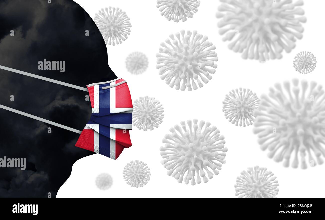 Norway coronavirus outbreak. Face with protective mask. 3D Render Stock ...