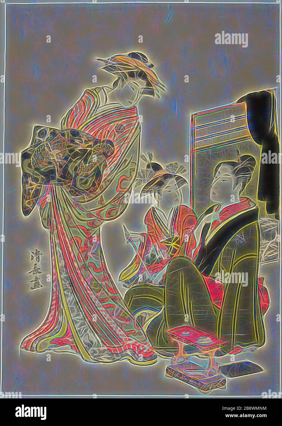 The Actor Nakamura Riko with a courtesan, from an untitled series of ...