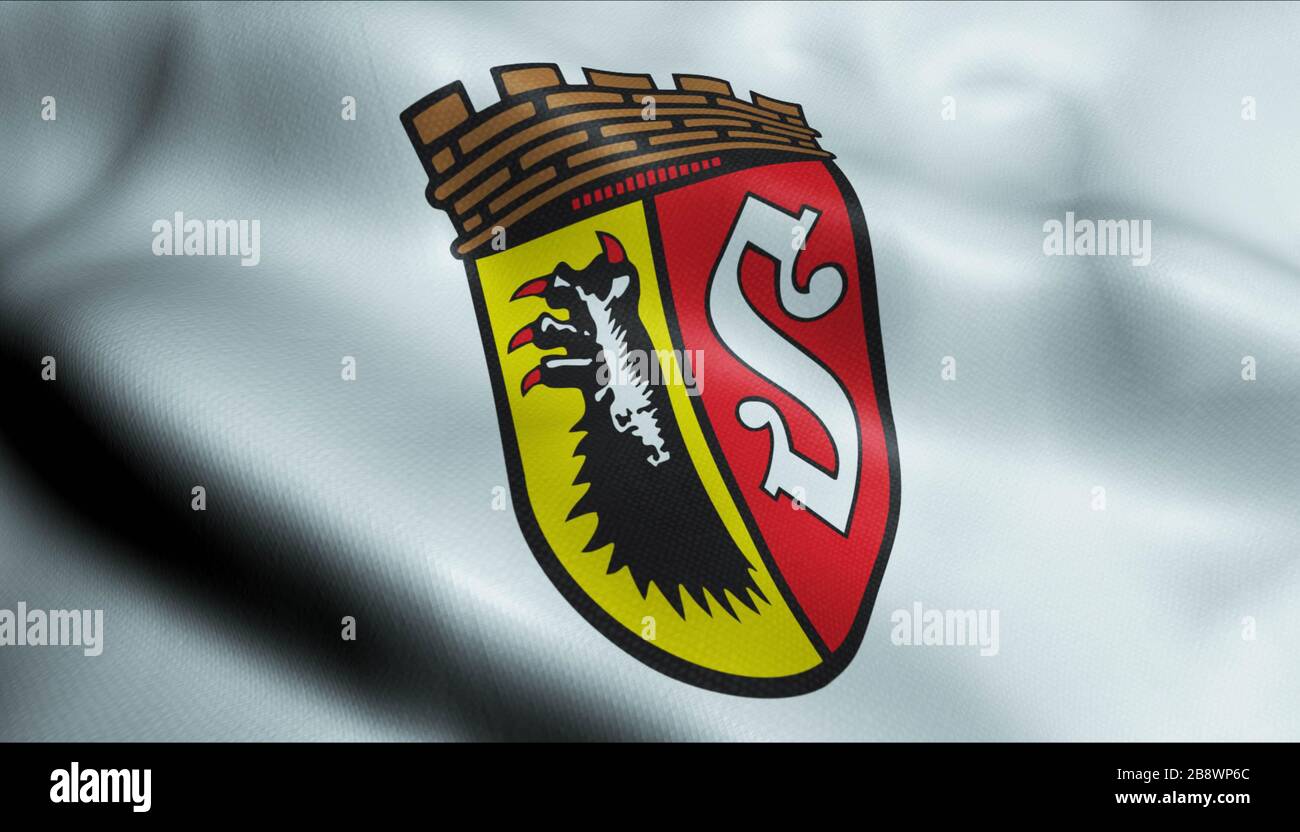 3D Illustration of a waving coat of arms flag of Sulingen (Germany ...